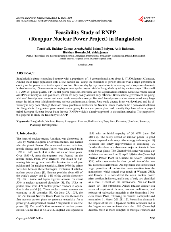 (PDF) Feasibility Study of RNPP (Rooppur Nuclear Power Project) in ...