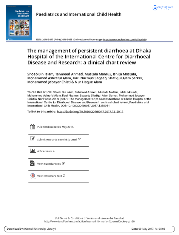 (PDF) The management of persistent diarrhoea at Dhaka Hospital of the ...