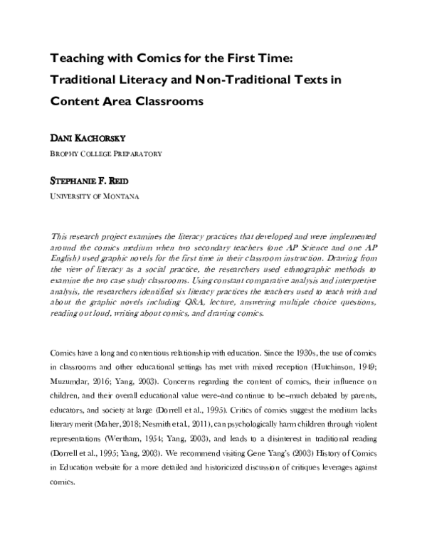 (PDF) Teaching with Comics for the First Time