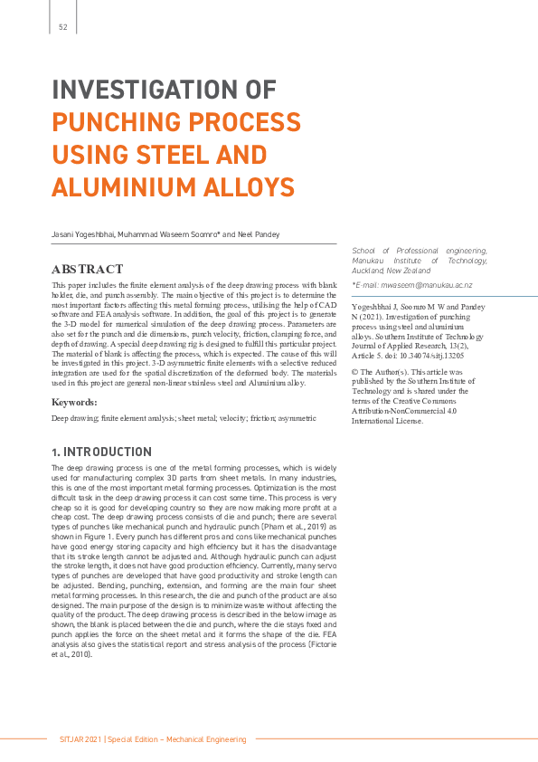 (PDF) Investigation of punching process using steel and aluminum alloys