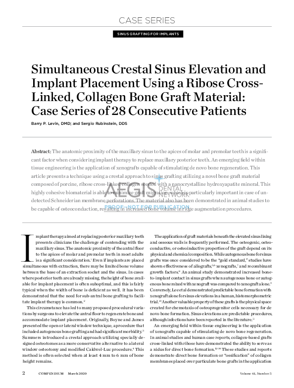 (PDF) Simultaneous crestal sinus elevation & implant placement using ...