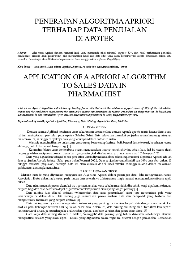 (DOC) PENERAPAN ALGORITMA APRIORI TERHADAP DATA PENJUALAN DI APOTEK ...