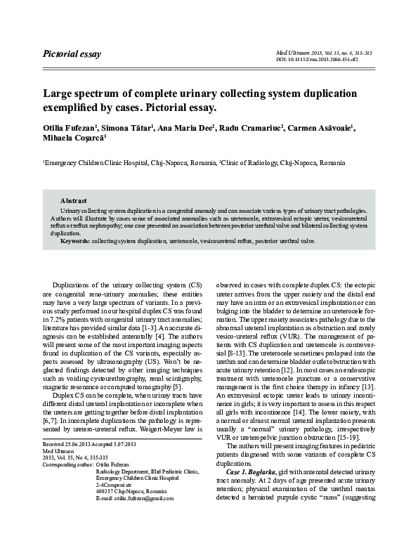 (PDF) Large spectrum of complete urinary collecting system duplication ...