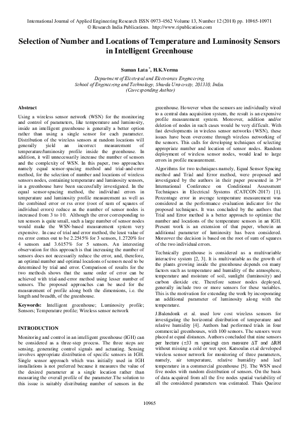 (PDF) Selection of Number and Locations of Temperature and Luminosity Sensors in Intelligent ...