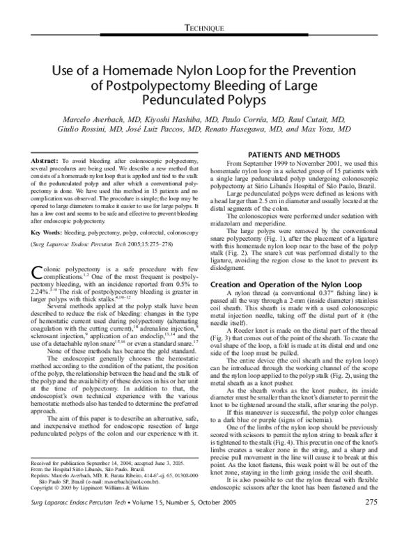 (PDF) Use of a Homemade Nylon Loop for the Prevention of ...