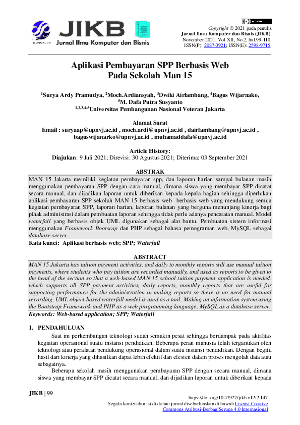(PDF) Aplikasi Pembayaran SPP Berbasis Web Pada Sekolah Man 15