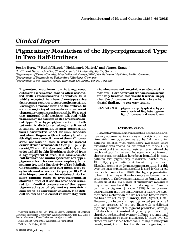 (PDF) Pigmentary mosaicism of the hyperpigmented type in two half-brothers