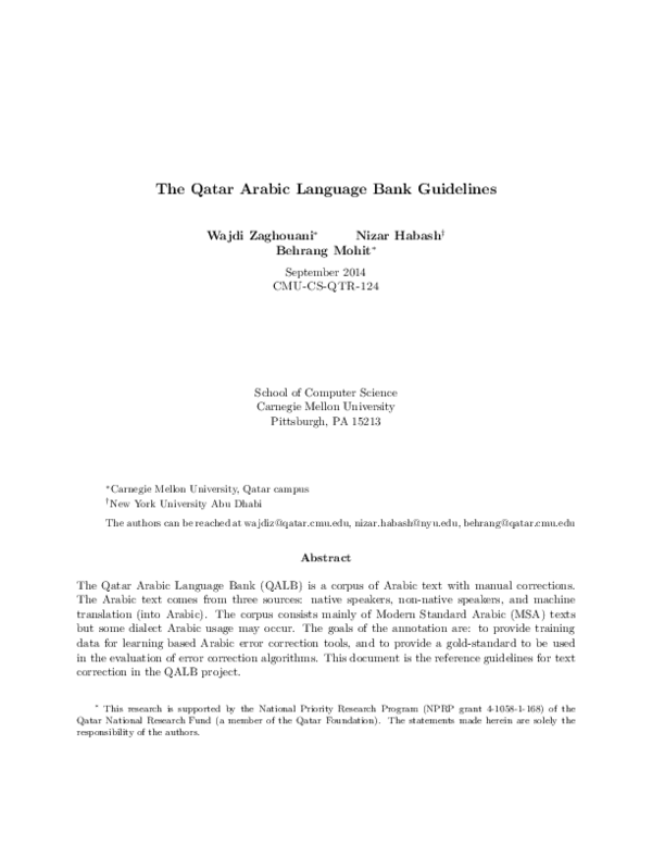 (PDF) The Qatar Arabic Language Bank Guidelines