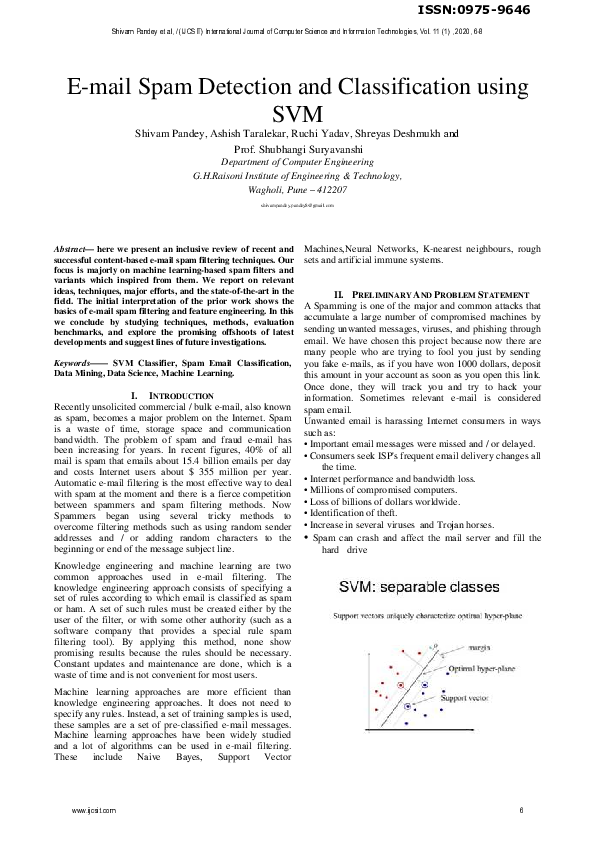 (PDF) E-mail Spam Detection and Classification using SVM