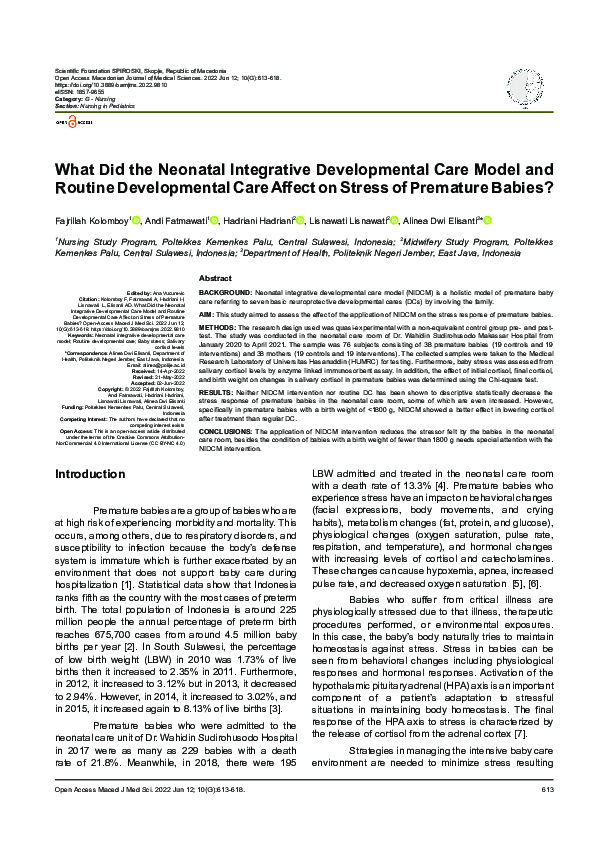 (PDF) What Did the Neonatal Integrative Developmental Care Model and ...