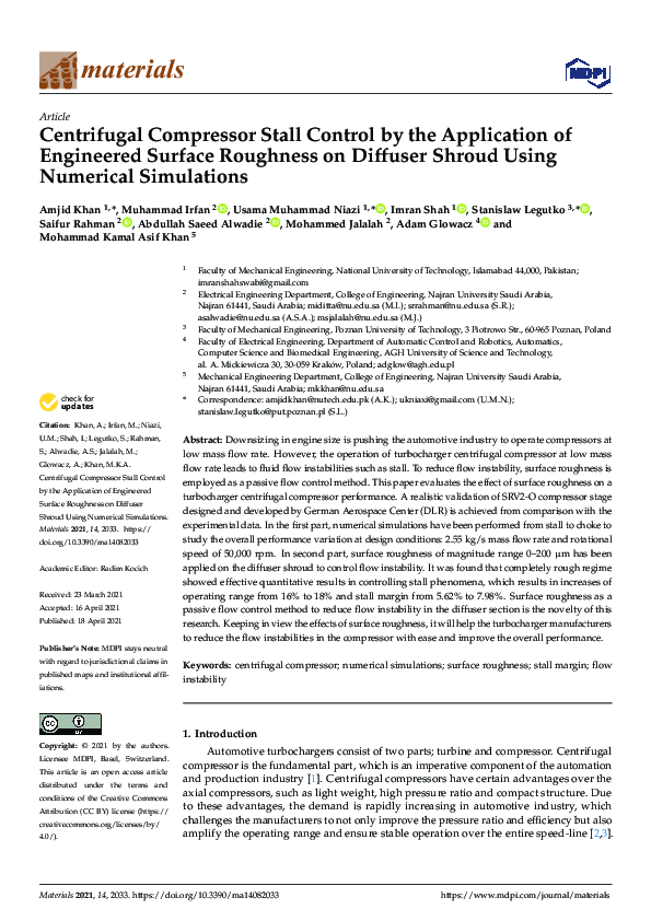 (PDF) Centrifugal Compressor Stall Control by the Application of Engineered Surface Roughness on ...