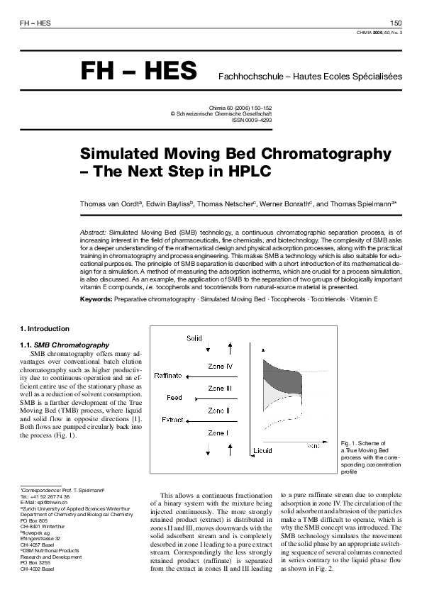 (PDF) Simulated Moving Bed Chromatography – The Next Step in HPLC