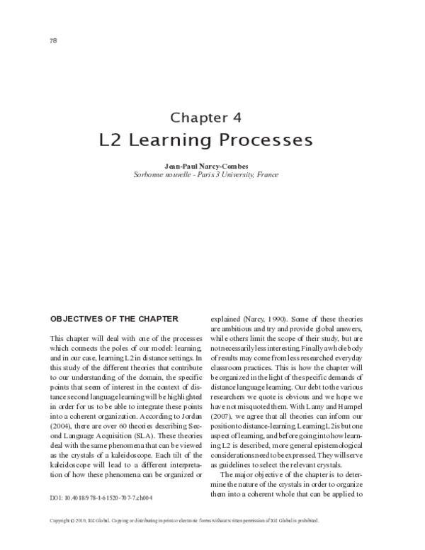 (PDF) L2 Learning Processes