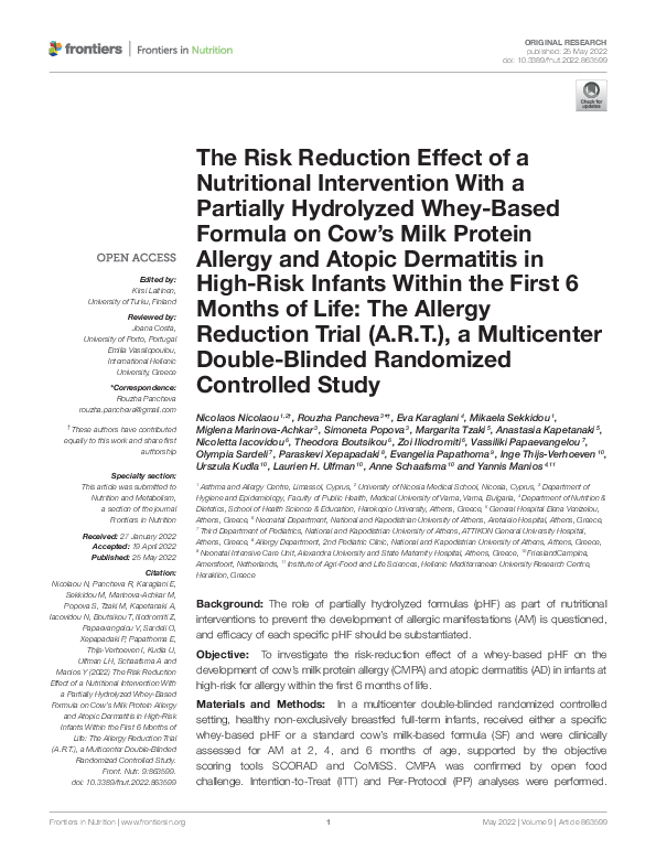 (PDF) The Risk Reduction Effect of a Nutritional Intervention With a ...