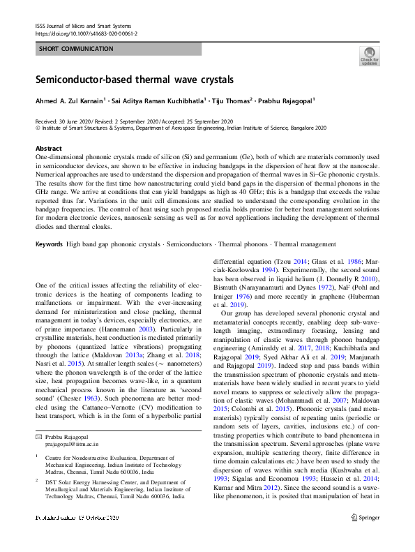 (PDF) Semiconductor-based thermal wave crystals