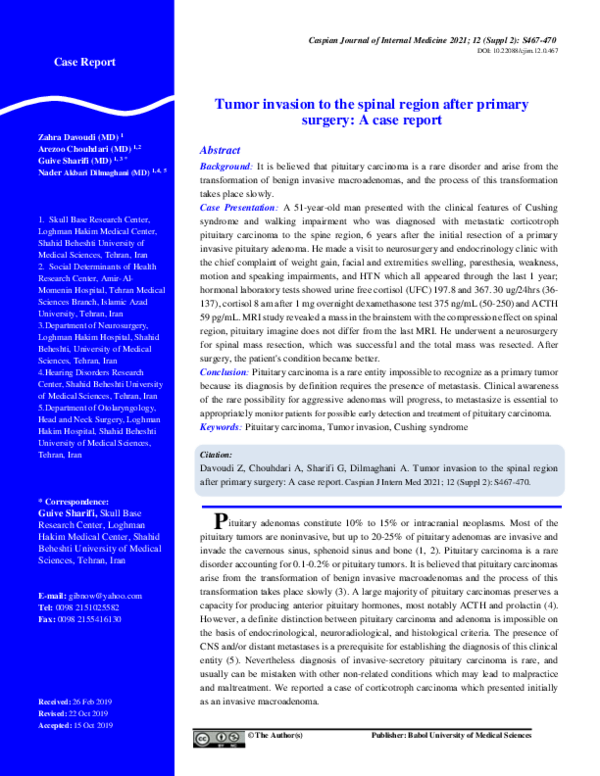 (PDF) Tumor invasion to the spinal region after primary surgery: A case ...