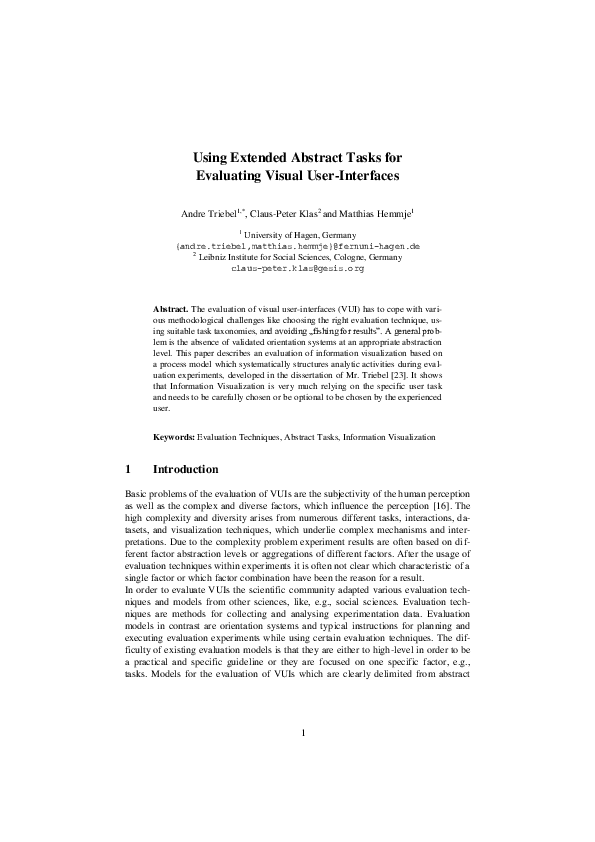 (PDF) Using Extended Abstract Tasks for Evaluating Visual User-Interfaces