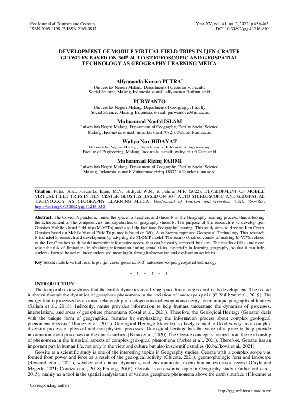 (PDF) Development of Mobile Virtual Field Trips in Ijen Crater Geosites ...