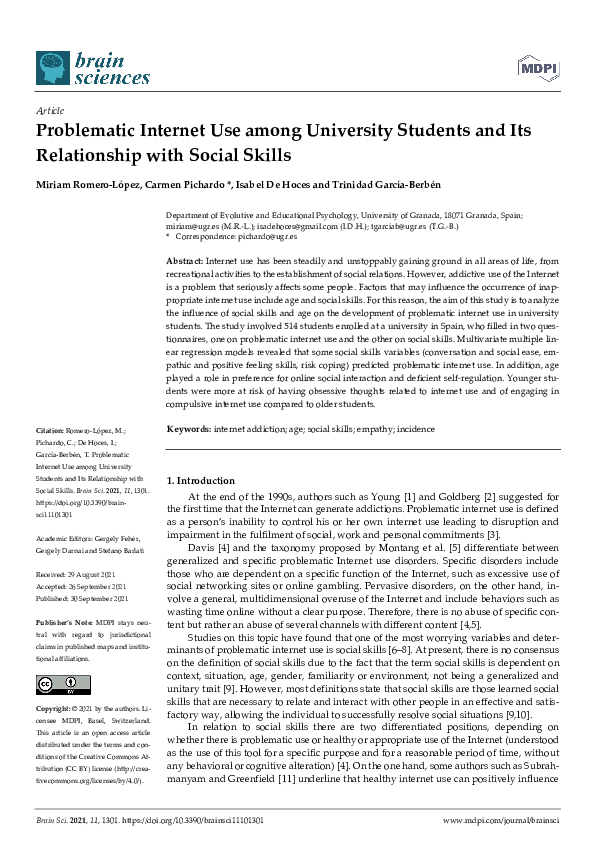 (PDF) Problematic Internet Use among University Students and Its ...