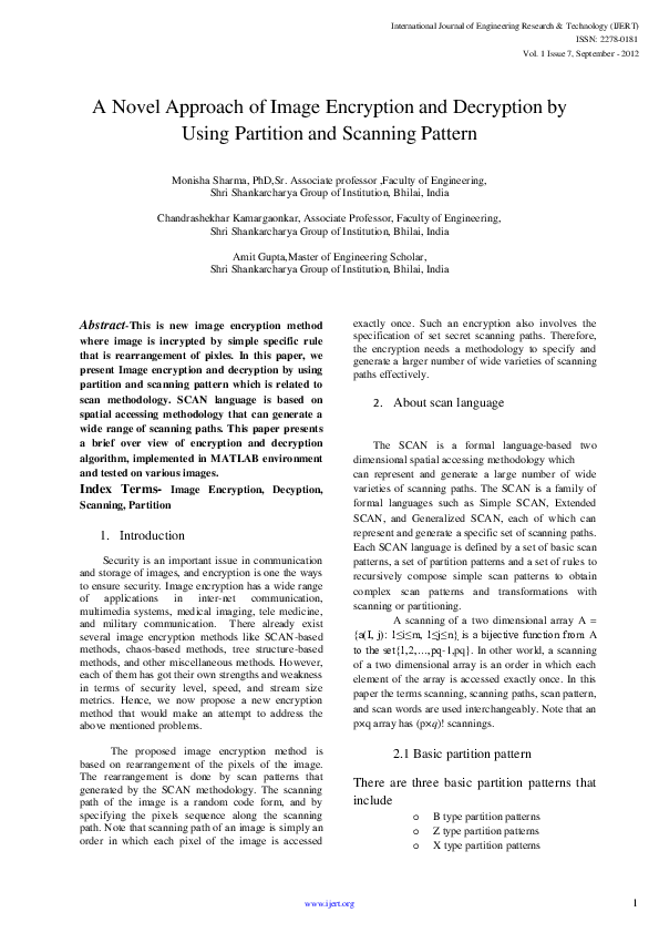 Pdf A Novel Approach Of Image Encryption And Decryption By Using Partition And Scanning