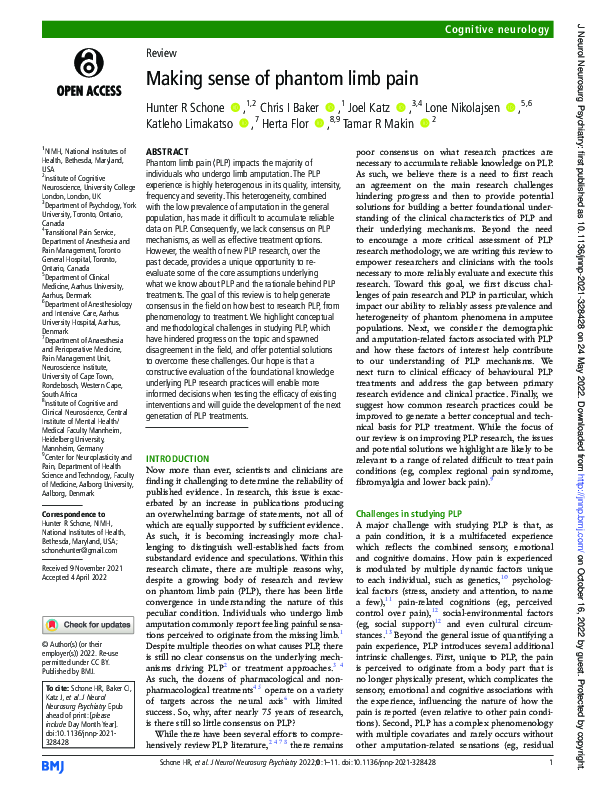 (PDF) Making sense of phantom limb pain