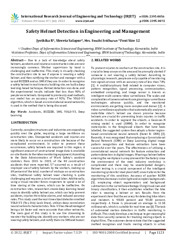 Pdf Safety Helmet Detection In Engineering And Management