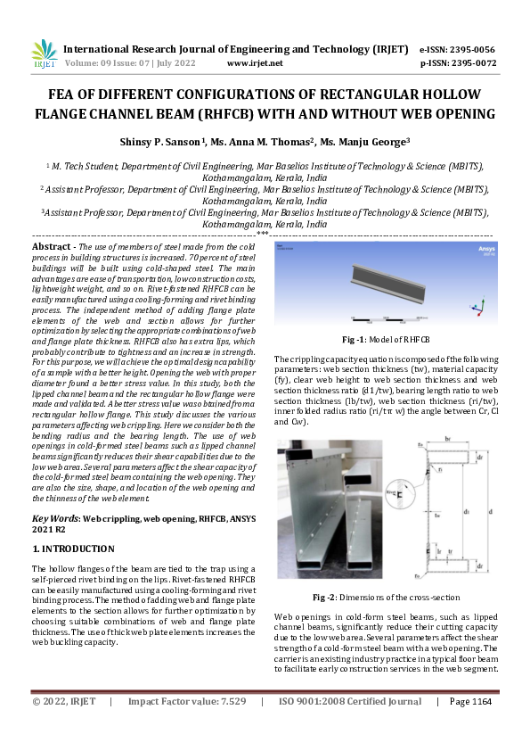 (PDF) FEA OF DIFFERENT CONFIGURATIONS OF RECTANGULAR HOLLOW FLANGE ...