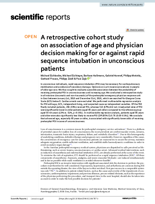 (PDF) A retrospective cohort study on association of age and physician ...