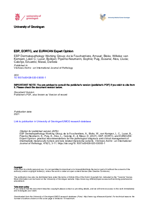 (PDF) ESP, EORTC, and EURACAN Expert Opinion: practical recommendations ...