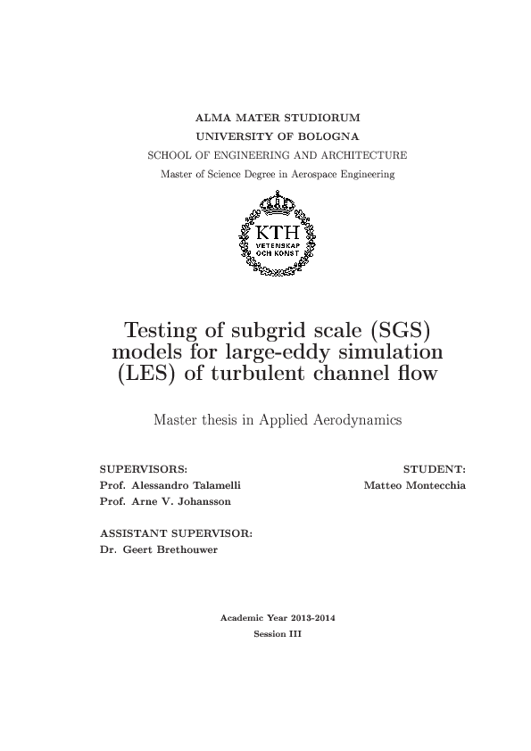 (PDF) Testing of subgrid scale (SGS) models for large-eddy simulation ...