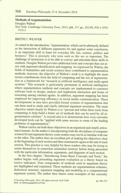 (PDF) Methods of Argumentation," by Douglas Walton