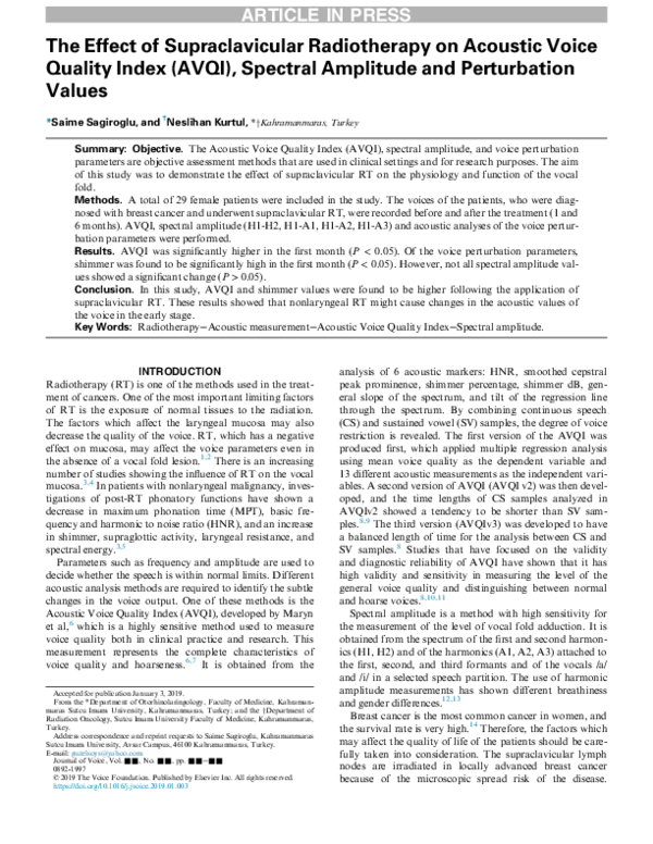 (PDF) The Effect of Supraclavicular Radiotherapy on Acoustic Voice ...