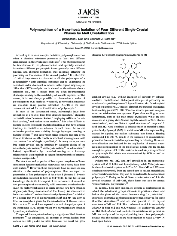 (PDF) Polymorphism of a Hexa-host: Isolation of Four Different Single ...
