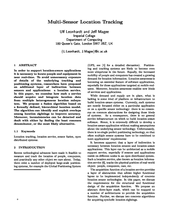 (PDF) Multi-sensor location tracking