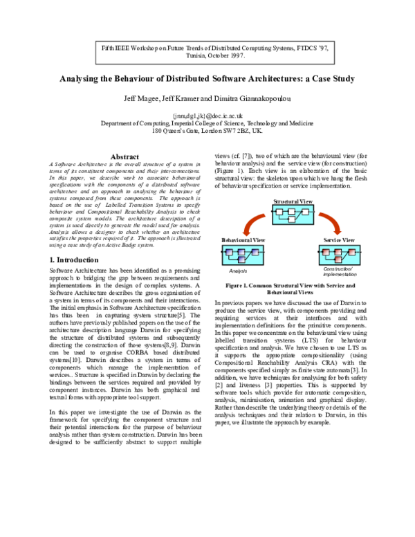 (PDF) Analysing the behaviour of distributed software architectures: a case study
