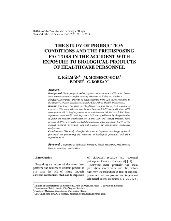 (PDF) The Study of Production Conditions and the Predisposing Factors in the Accident with ...