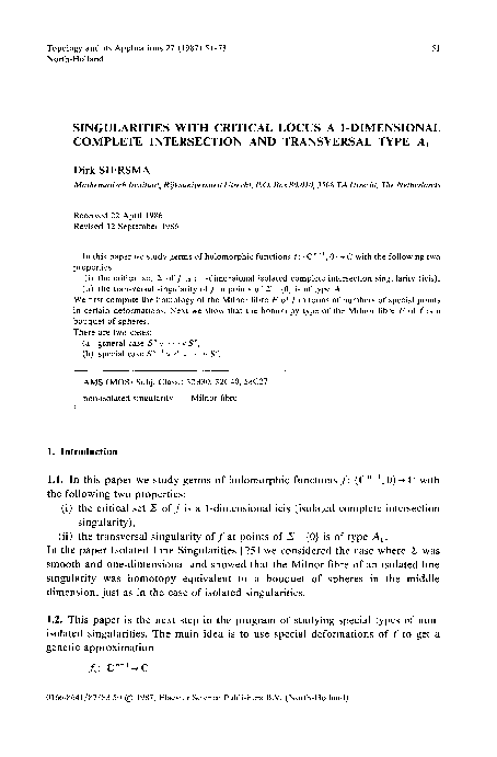 (PDF) Singularities with critical locus a 1-dimensional complete ...