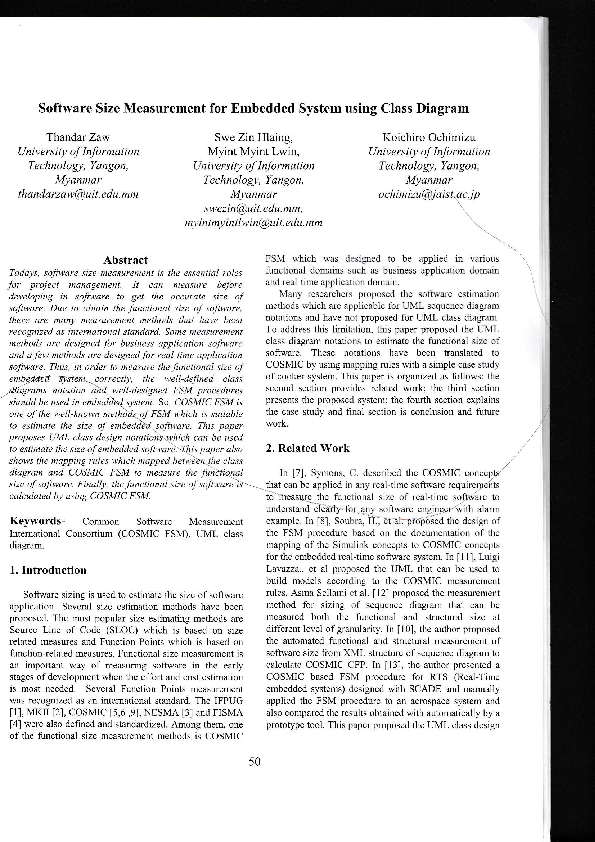 (PDF) Software Size Measurement for Embedded System using Class Diagram