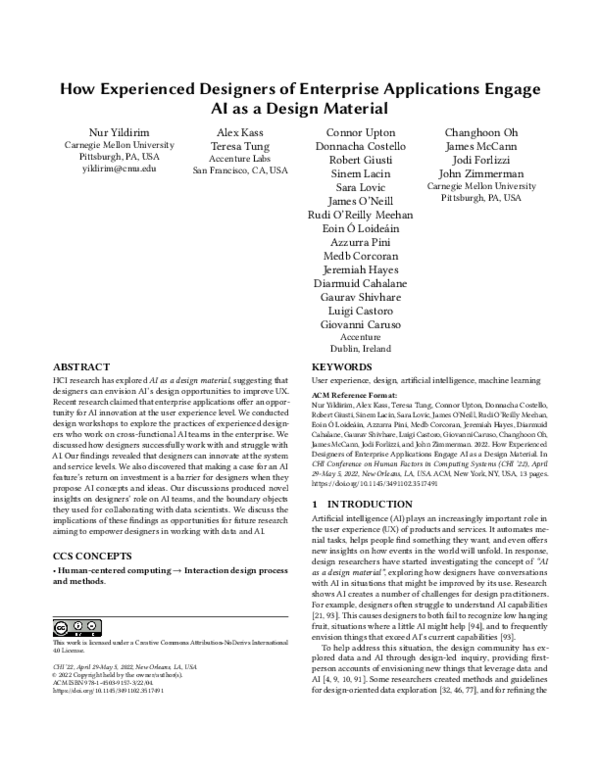 (PDF) How Experienced Designers of Enterprise Applications Engage AI as ...