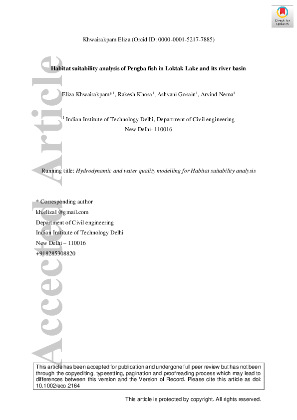 (PDF) Habitat suitability analysis of Pengba fish in Loktak Lake and ...
