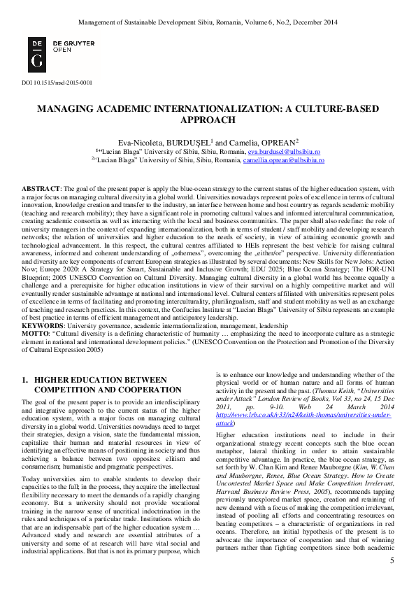 (PDF) Managing Academic Internationalization: A Culture-Based Approach