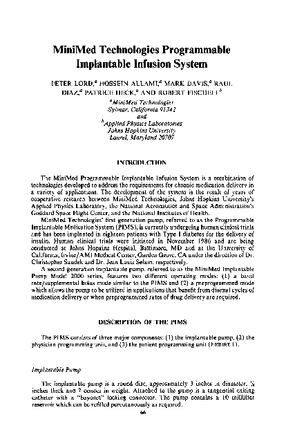 (PDF) MiniMed Technologies Programmable Implantable Infusion System