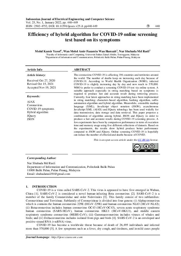 (PDF) Efficiency of hybrid algorithm for COVID-19 online screening test ...