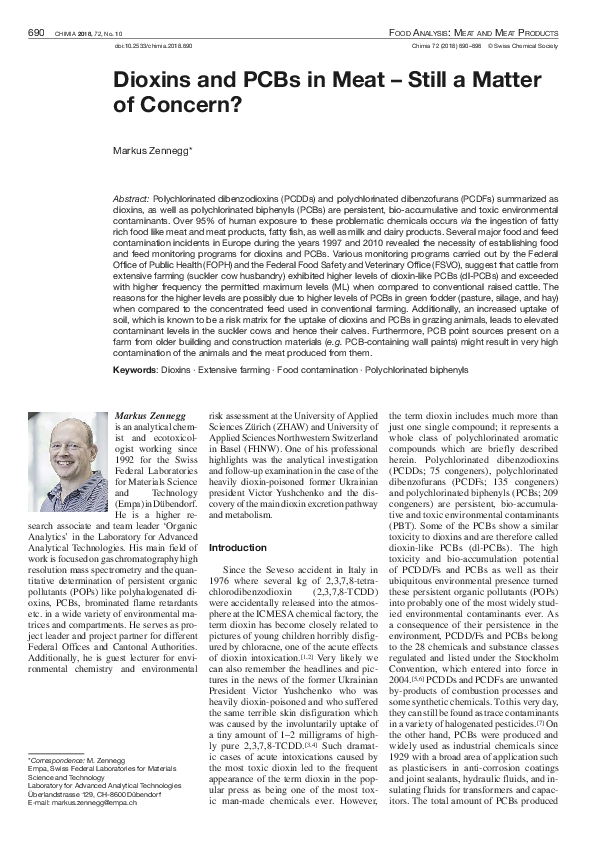 (PDF) Dioxins and PCBs in Meat – Still a Matter of Concern?