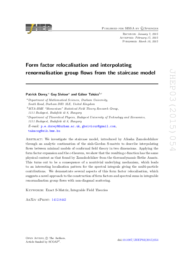 (PDF) Form factor relocalisation and interpolating renormalisation ...