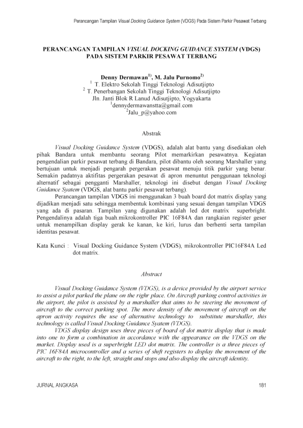 (PDF) Perancangan Tampilan Visual Docking Guidance System (VDGS) Pada ...