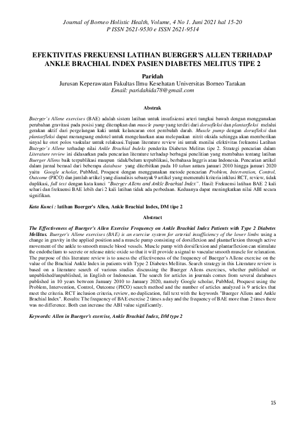 (PDF) Efektivitas Frekuensi Latihan Buerger's Allen Terhadap Ankle ...