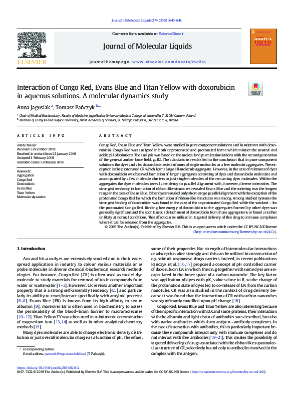 (PDF) Interaction of Congo Red, Evans Blue and Titan Yellow with ...