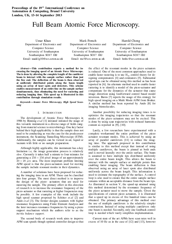 (PDF) Full beam Atomic Force Microscopy