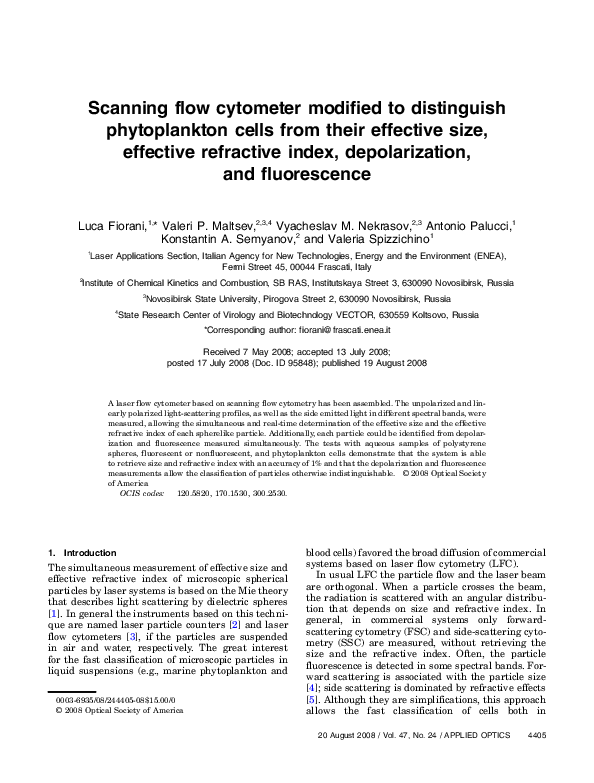 (PDF) Scanning flow cytometer modified to distinguish phytoplankton cells from their effective ...
